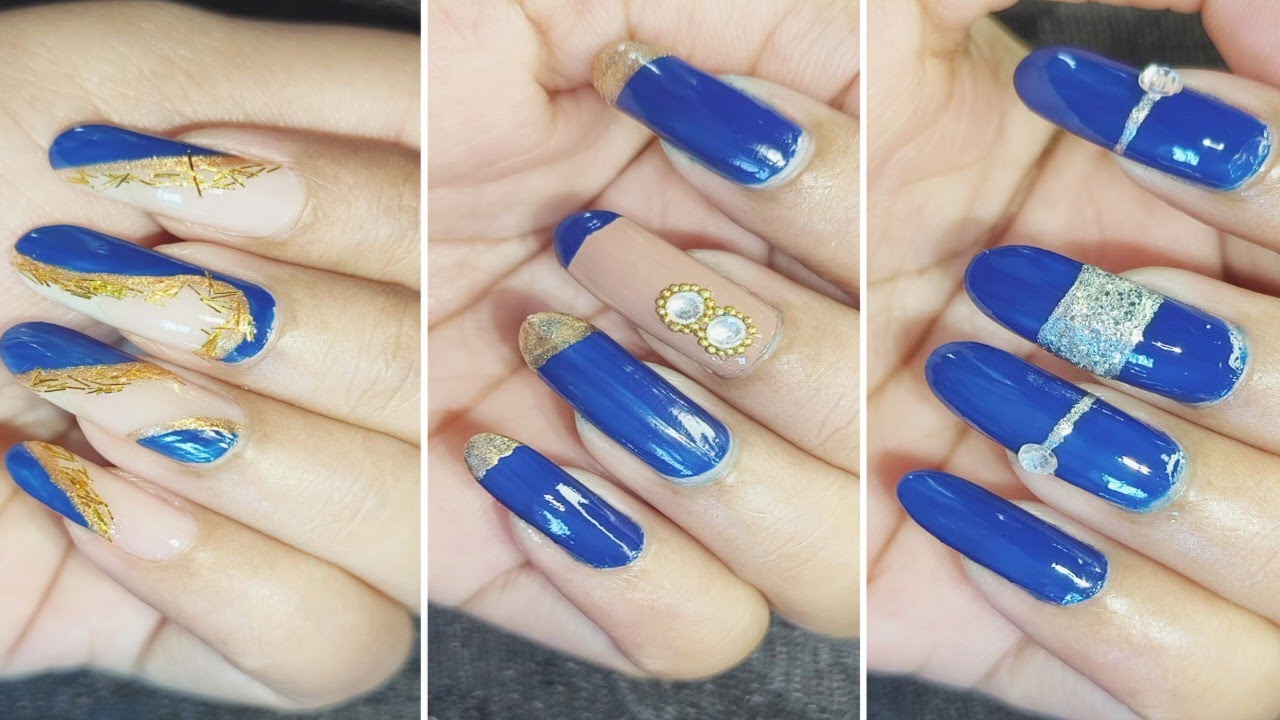 Blue 💙 Bridal Nail Design Tutorial Very Easy Nail Designs 🔥👰‍♀️💅 - YouTube