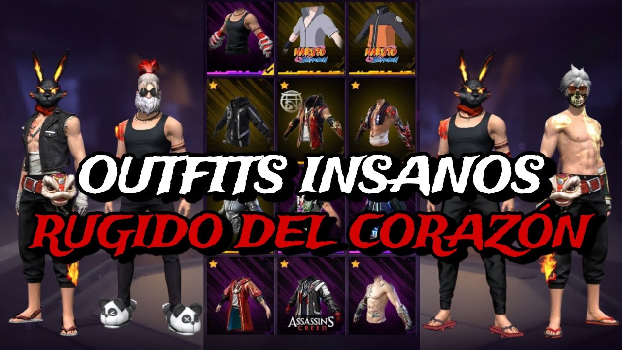 COMBINACIONES DE ROPA RUGIDO DEL CORAZÓN / OUTFITS INSANOS FREE FIRE ...