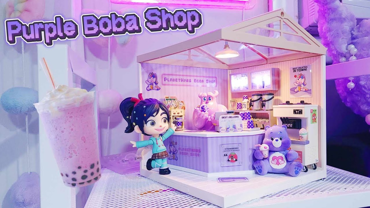Making my Boba Tea Shop Purple 💜 Miniature House Kit DIY from Rolife | Satisfying DIY miniature ...