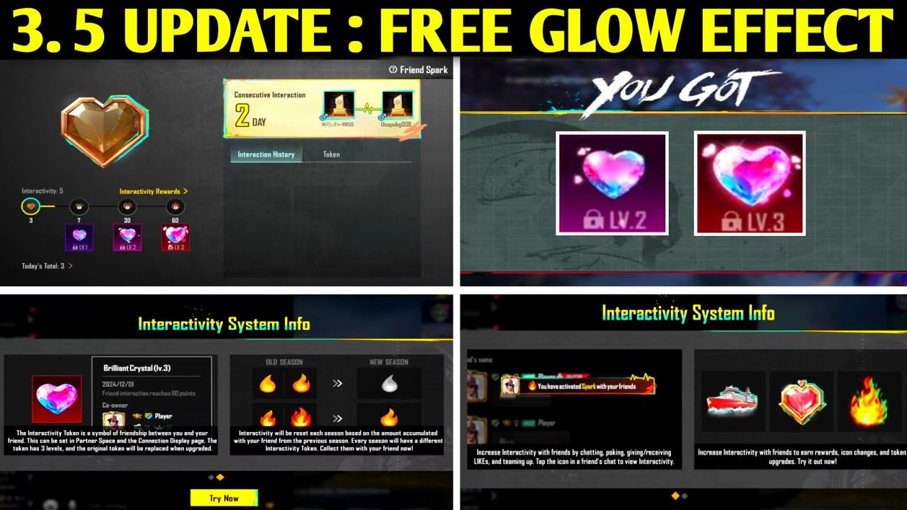 😍GET FREE 3 GLOW EFFECT TOKEN IN BGMI & PUBGM | INTERACTIVITY SYSTEM ...