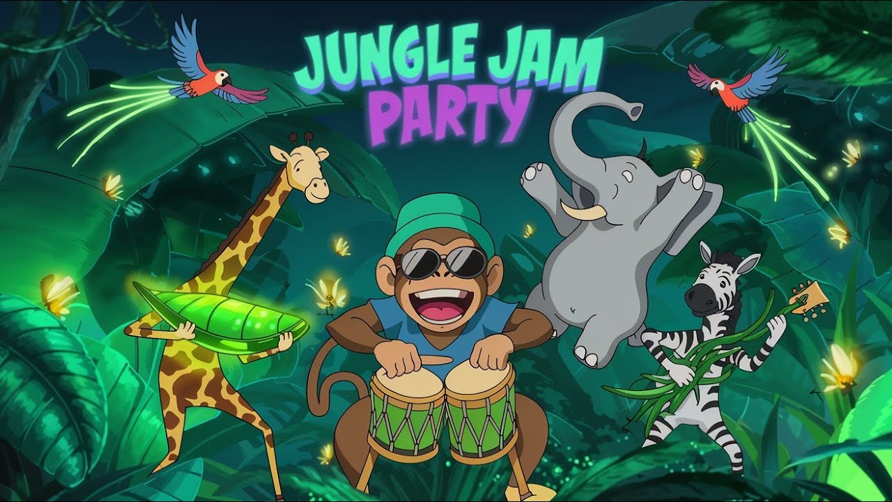 "Jungle Jam Party 🎵 | Fun Cartoon Animal Song for Kids | High-Energy ...