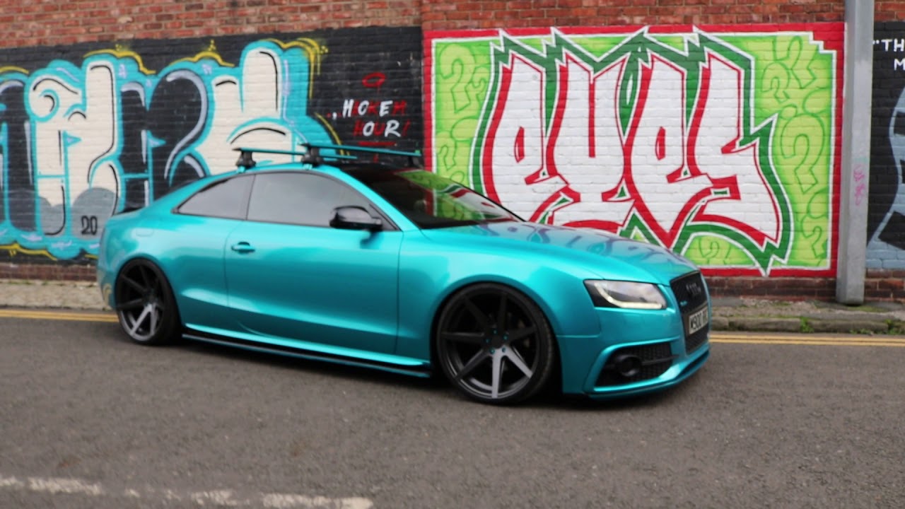 Gloss atomic teal wrapped Audi A5 on Rohana RC7 - YouTube