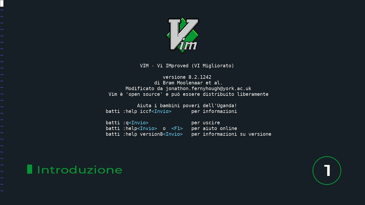 [ITA] Vim - introduzione e spostamento nel file #1 - YouTube