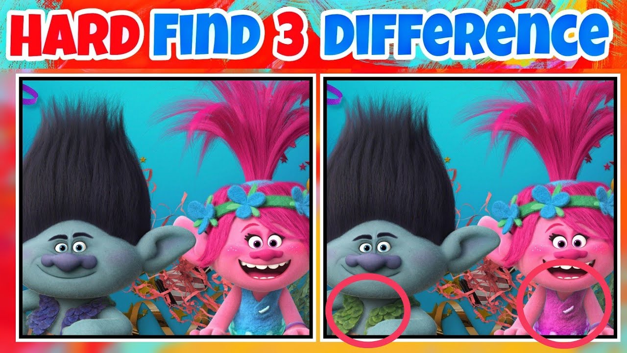 Hard Find The Difference - Trolls | Spot the Difference - YouTube
