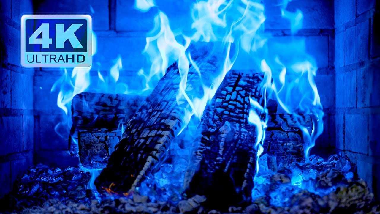 🔥 Magic Fireplace 4K! Beautiful Blue Fireplace Flames. Fireplace ...