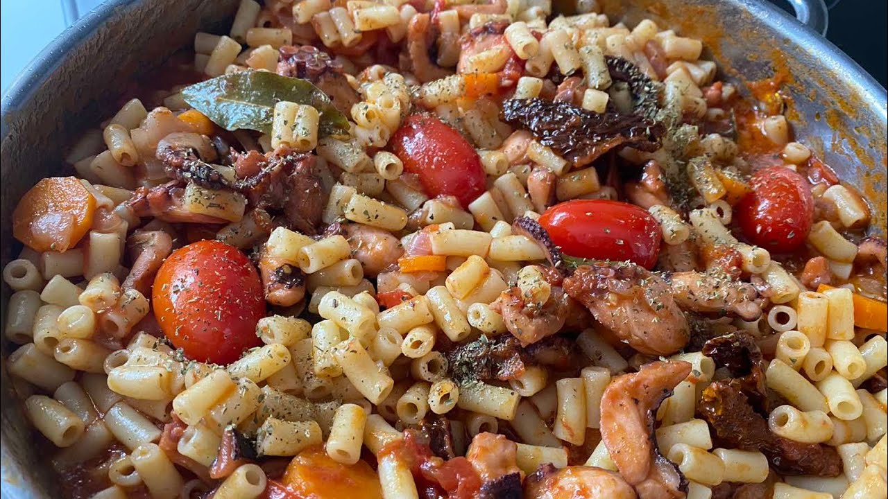 Greek Stewed Octopus in Tomato Sauce and Pasta - YouTube