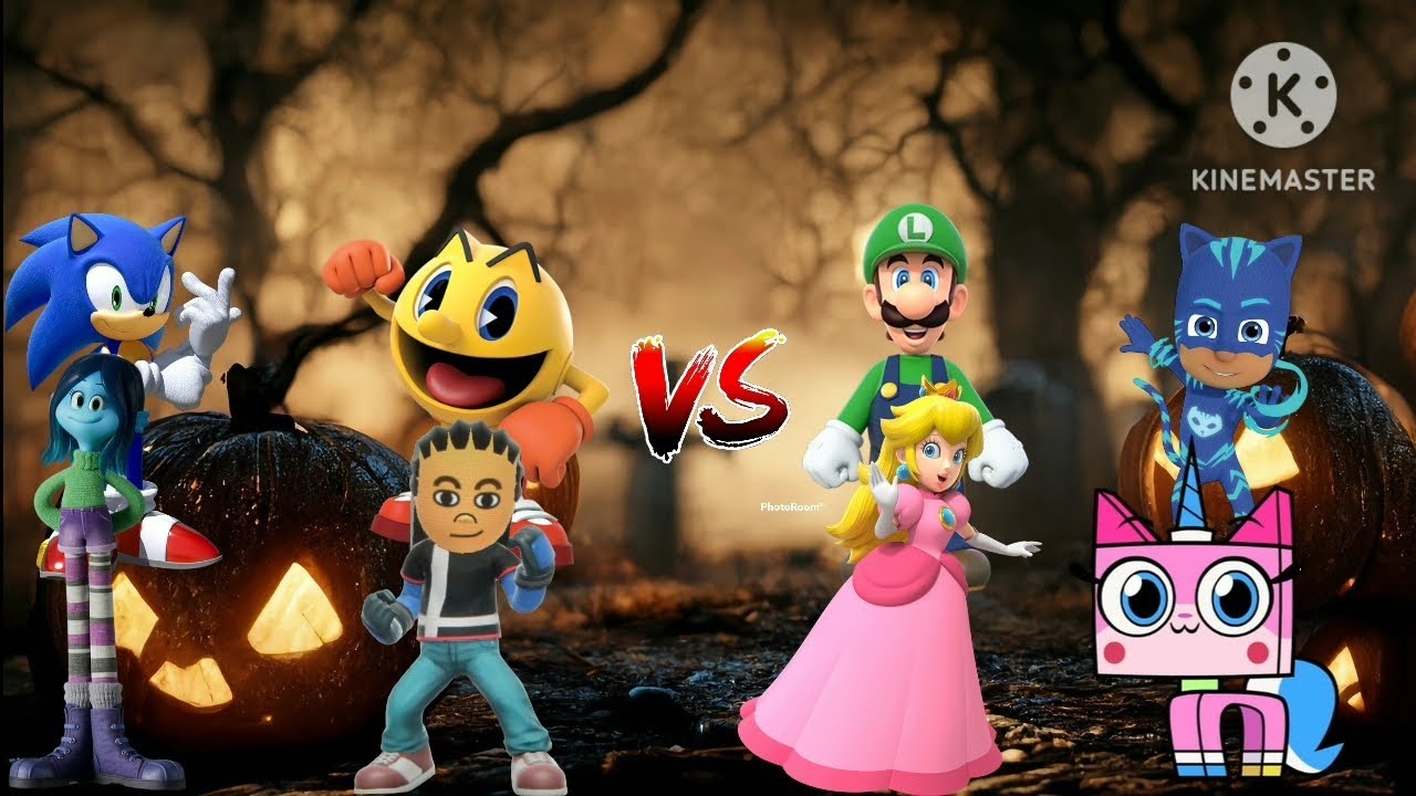 SSBU: Sonic, Pac-Man, Ruby Gillman, and Terrable_Ace vs Luigi, Catboy ...
