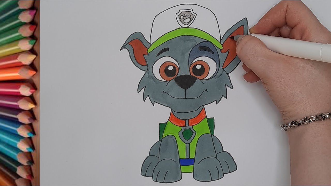 How To Draw and Color Rocky Easy 🐶 | Paw Patrol Drawing for Kids - YouTube