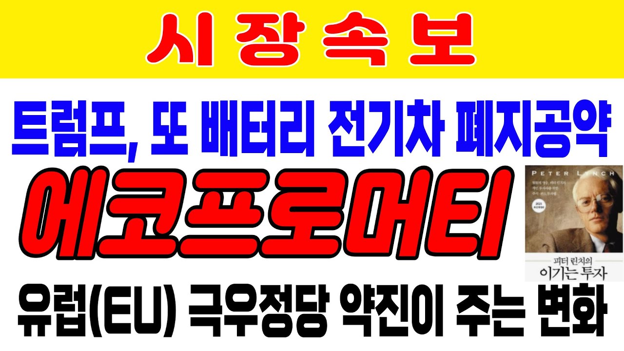 에코프로머티 트럼프 또 배터리 전기차 폐지 공약 유럽 극우정당 약진에 배터리 업계 긴장 6월말 7월초 유럽선거 결과에