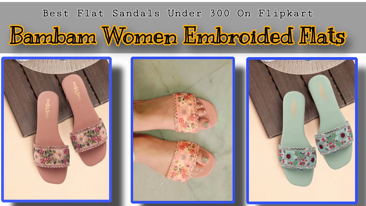 Bambam Women Pink Embroided Flats Sandals • Women Fancy Sandal under ...