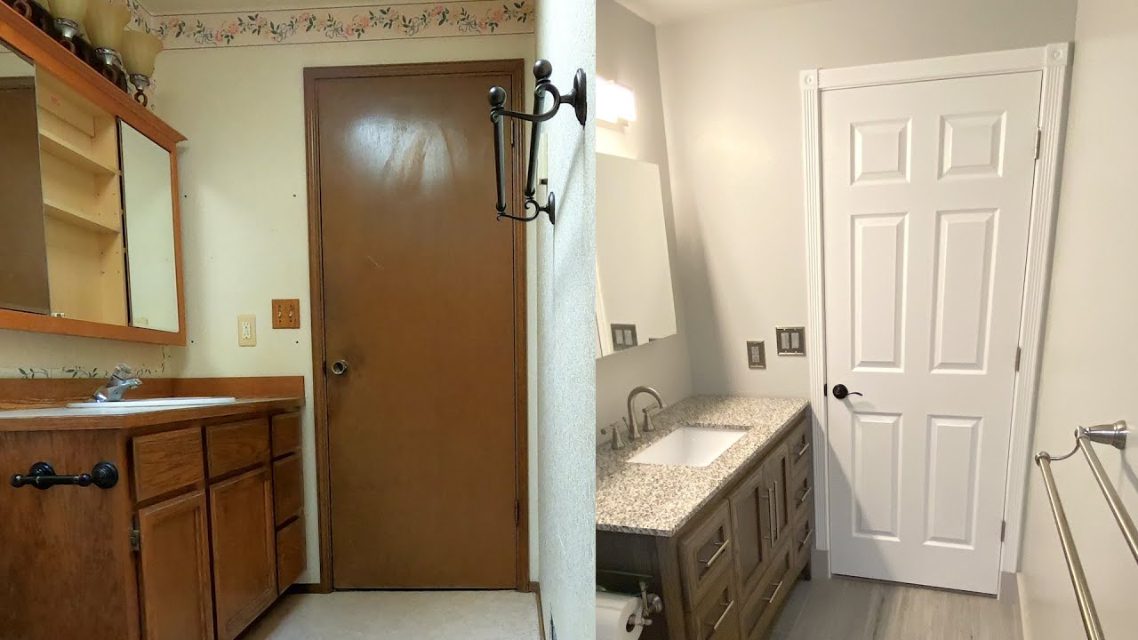 Installing A New Solid Core Bathroom Door, Frame, Casing & Painting It ...