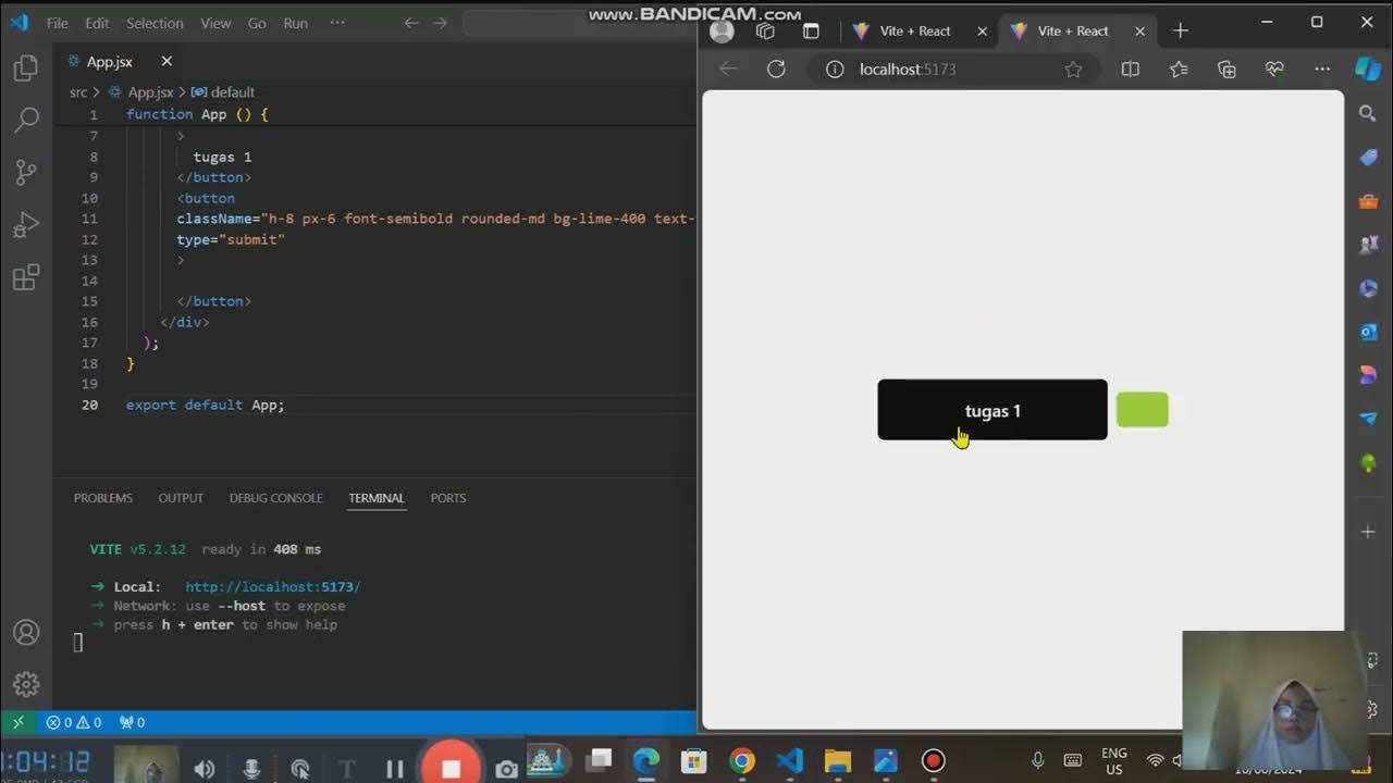 contoh sederhana component dan props - YouTube