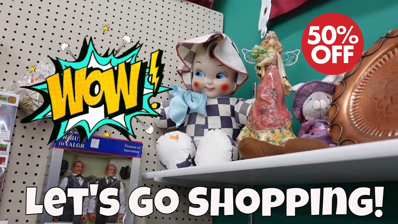 IT'S ALL 50% OFF?!?! | Flea Market SHOP WITH ME For Fun Vintage ...
