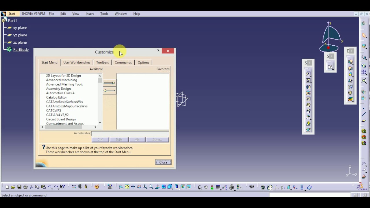 Quick Work bench shortcut in Catia V5_Catia V5 Tutorial For Beginners ...