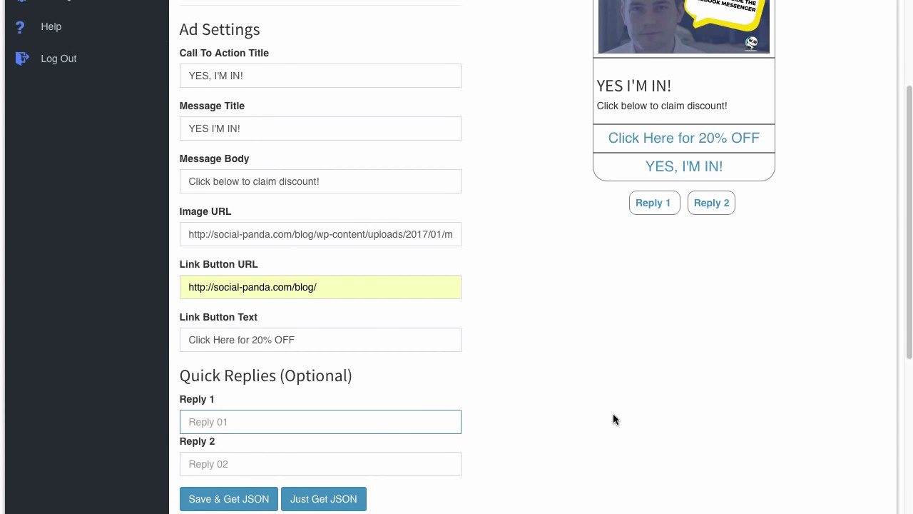 Create a Facebook Message with JSON - YouTube
