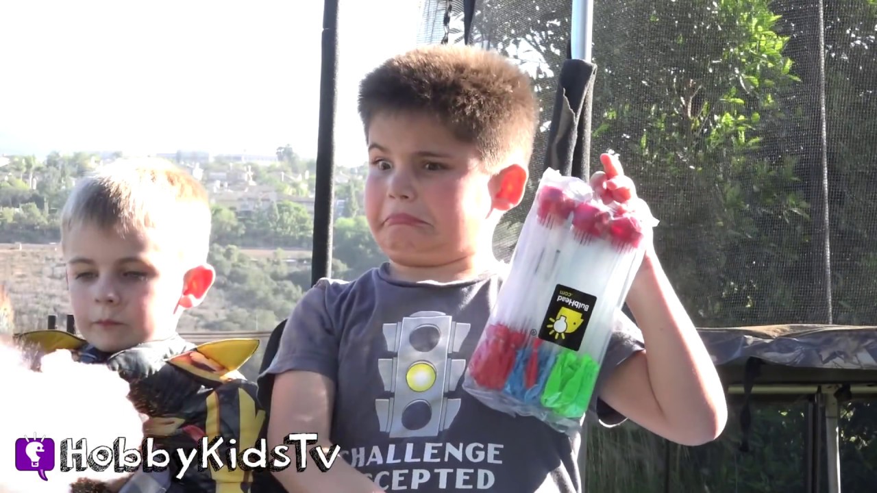 Self Filling Color BURST Water BALLOONS with HobbyKidsTV - YouTube