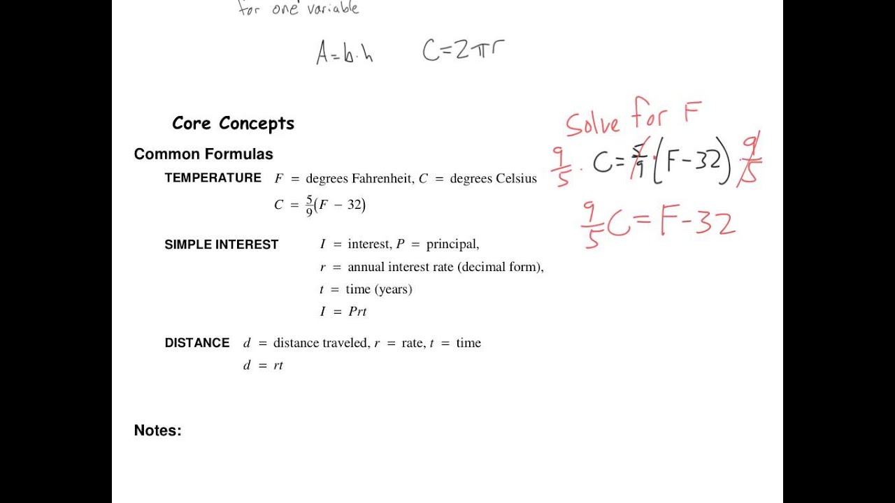Literal Equation notes - YouTube
