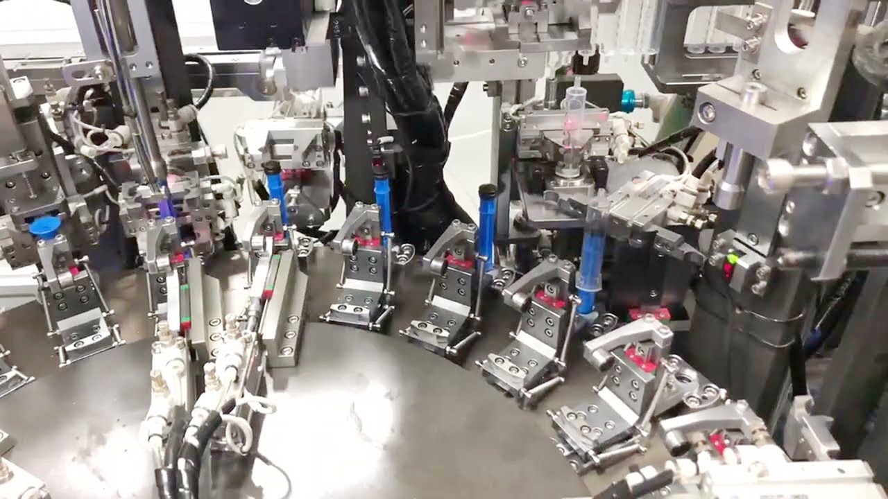 Fully automatic syringes assembly equipment Tips needles assembler line ...