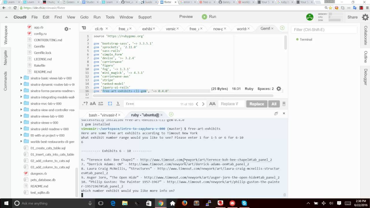 free-art-exhibits-cli-gem demo - YouTube