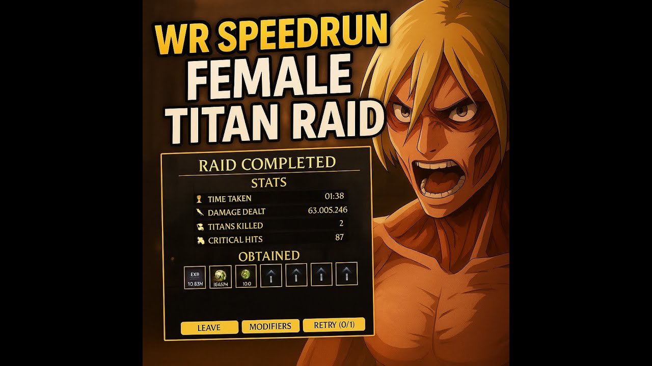 WR Speedrun Female Titan Raid - YouTube