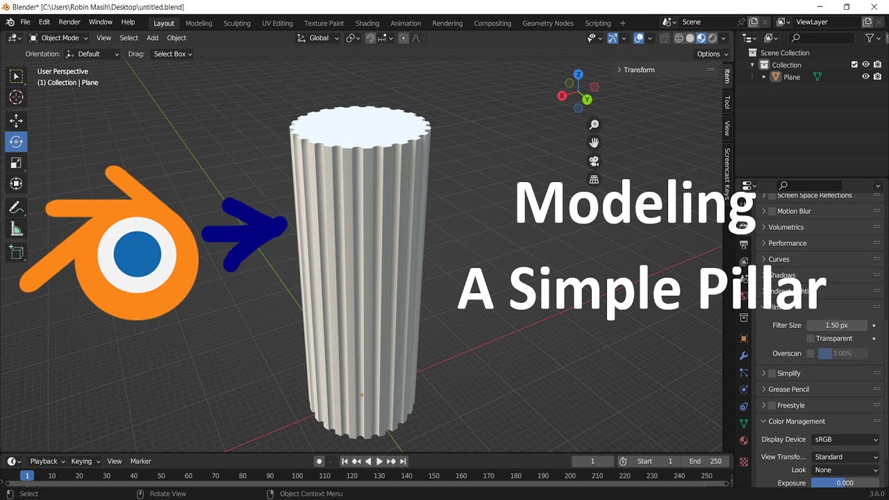 How to modeling A Simple Pillar in Blender 3.5 - YouTube