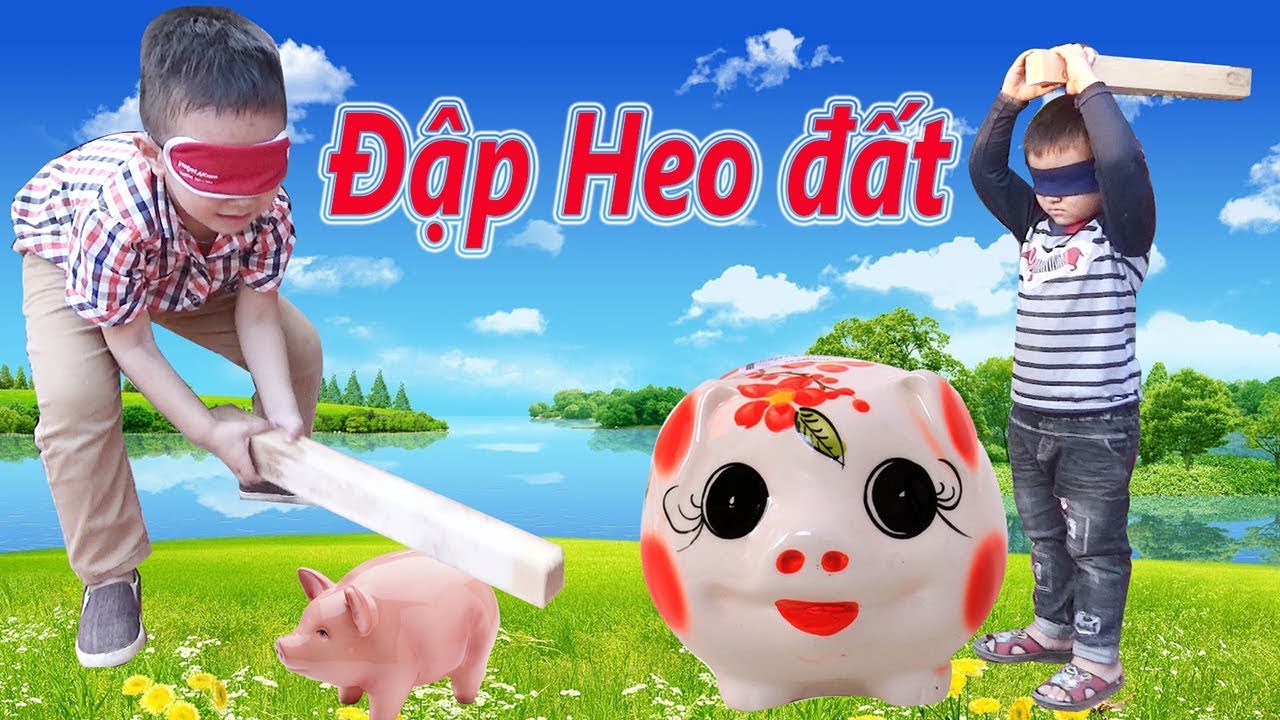 Trò chơi Bịt mắt đập heo đất | Đập con heo đất BonBon TV - YouTube