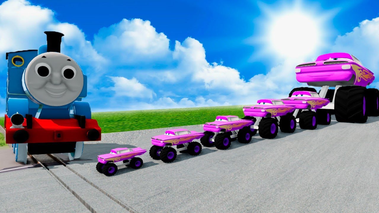 Lightning McQueen and MATER VS THOMAS MONSTER Pixar cars in BeamNG ...