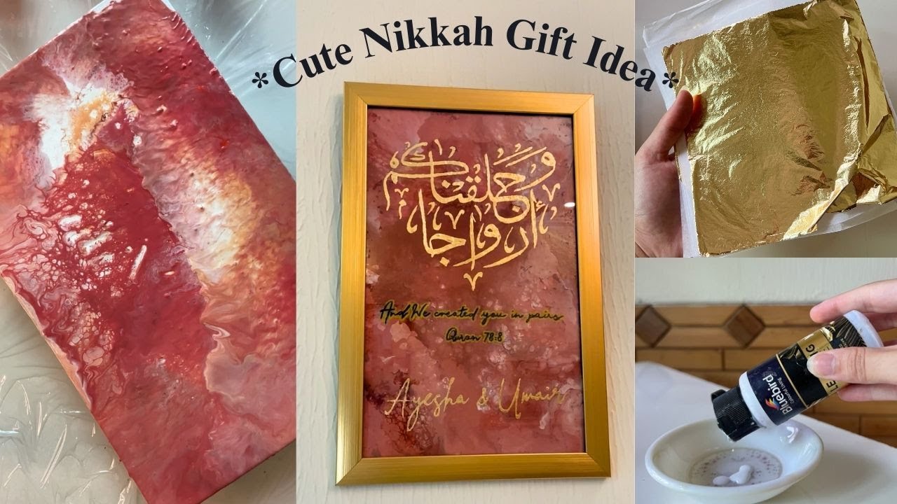 Nikah Gift Idea + Arabic Calligraphy On Pouring Fluid Art Painting ...