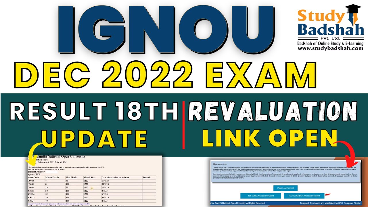 IGNOU Dec 2022 Result 18th Update Published | Result Update | IGNOU Re-Evaluation Link Open |# ...