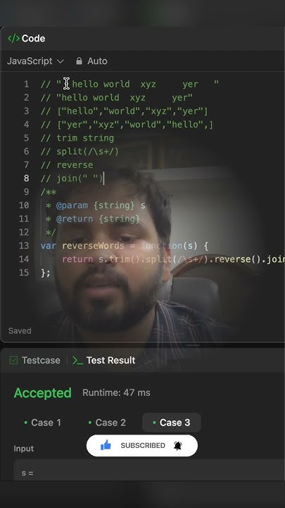 151 Reverse Words In A String Coding Javascript Algorithms Codingproblems Youtube 