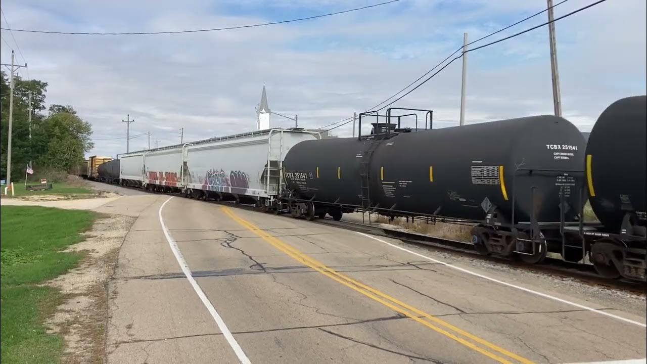 WAMX 3893 & 3892, A Pair Of EMD GP38-2 Locomotives running Full Throttle through Woodland, WI ...