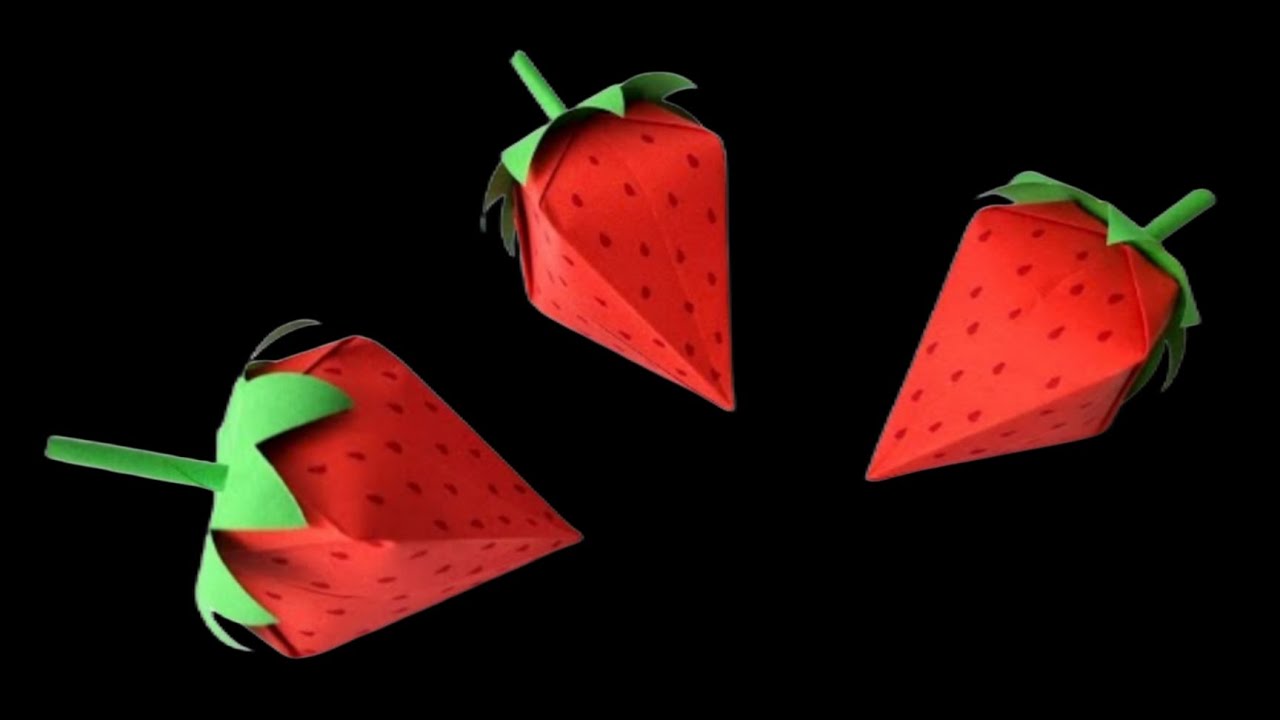 Make Beautiful Paper Strawberries | Origami Paper Art#diy - YouTube