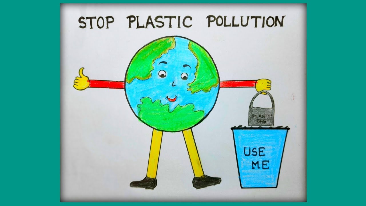 How to draw Stop plastic pollution drawing/easy stop pollution drowning ...