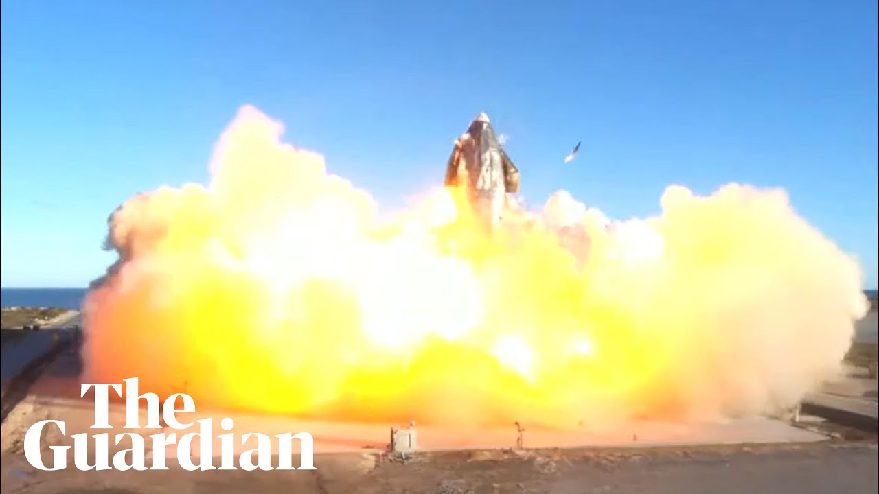 Fireball engulfs SpaceX's Starship SN8 rocket - YouTube