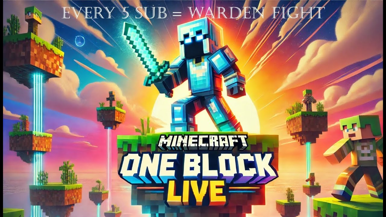 MINECRAFT ONE BLOCK LIVE🔴 EVERY 5 SUB=WARDEN BATTLE #shorts #live # ...