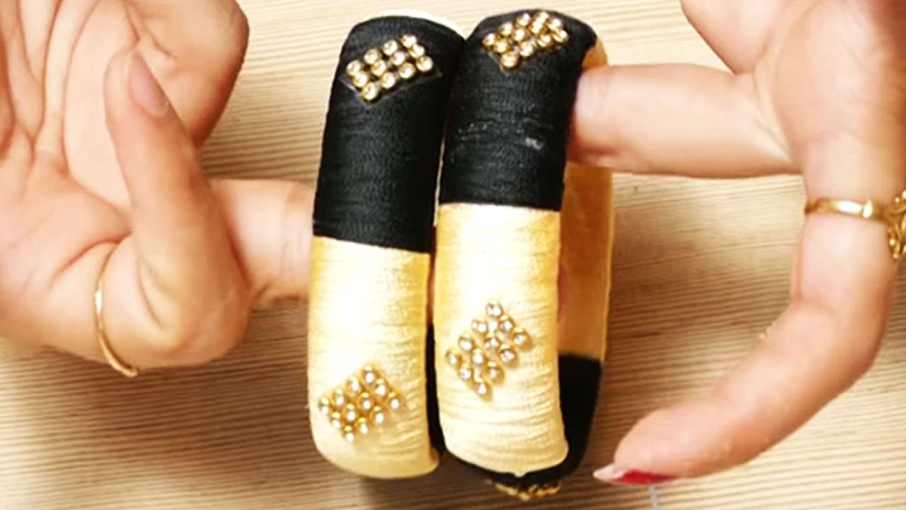 How to make new Design silk thread bangles at Home || color silk thread ...