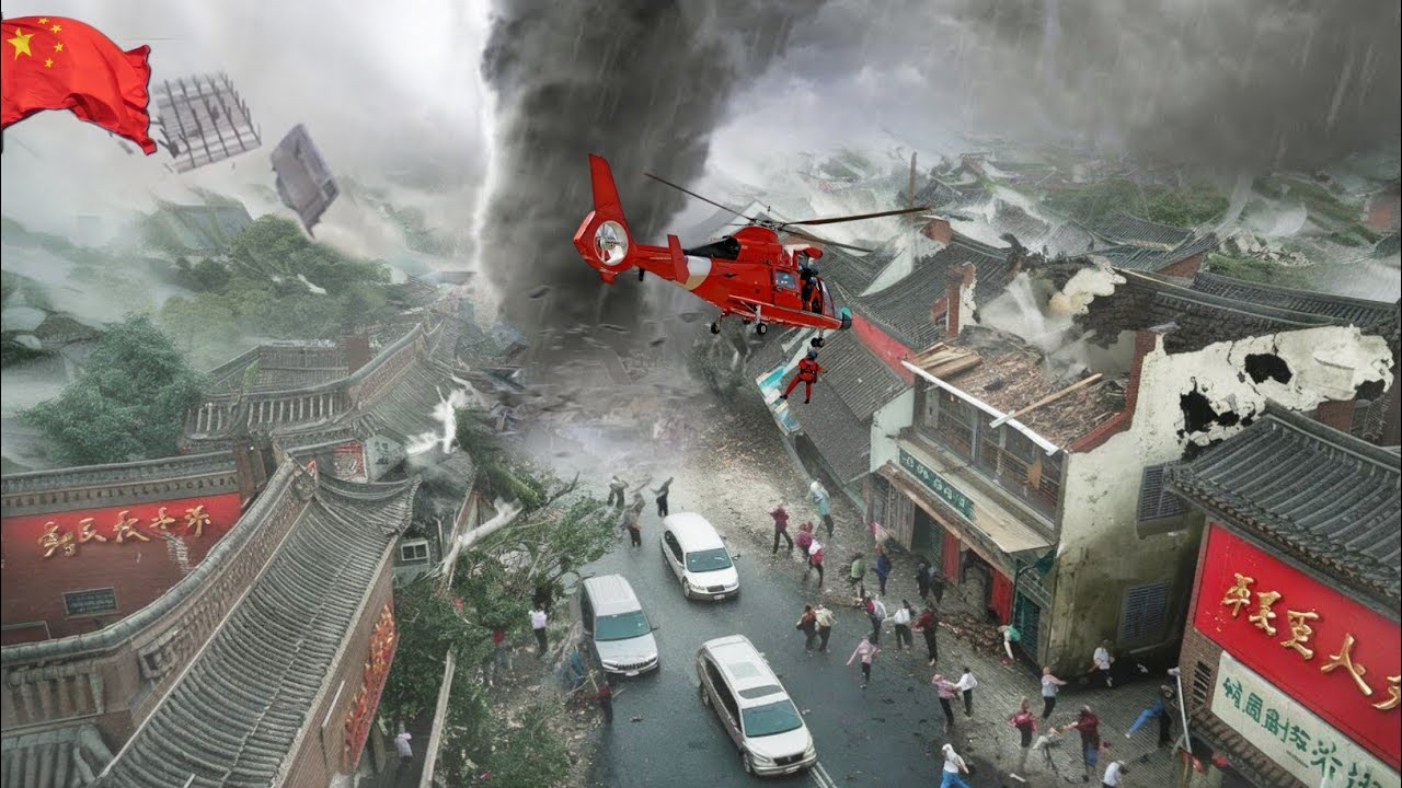Terrible disasters caught on camera destroyed China today! Strong winds ...