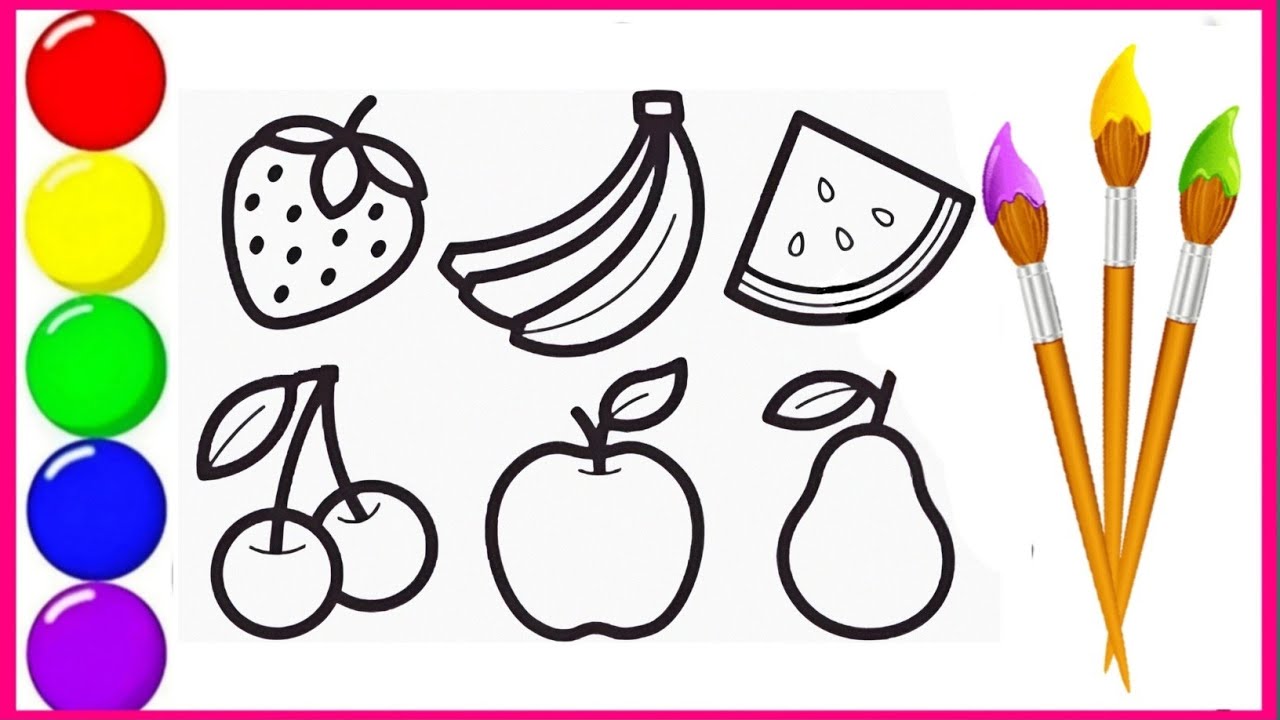 how to draw fruit drawings for kids fruit🍓🍌🍉🍒🍎 - YouTube