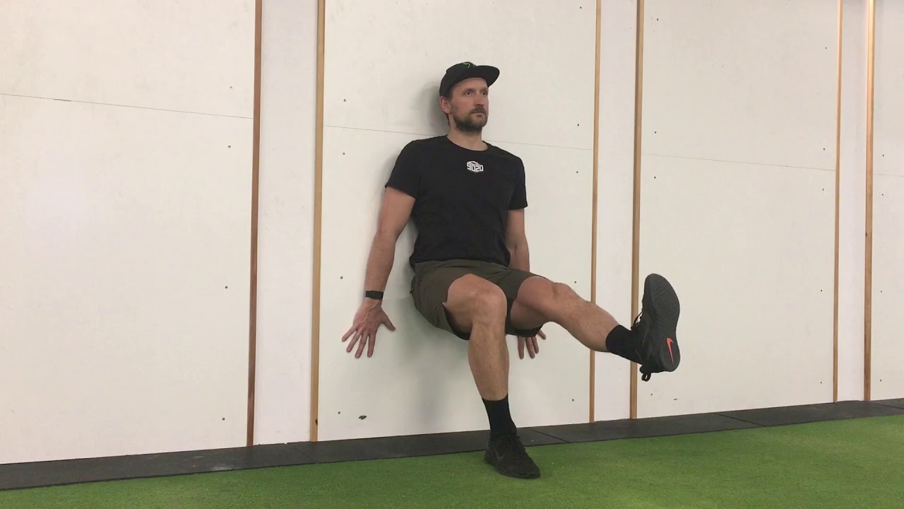 Alternating Single Leg Wall Sit - YouTube