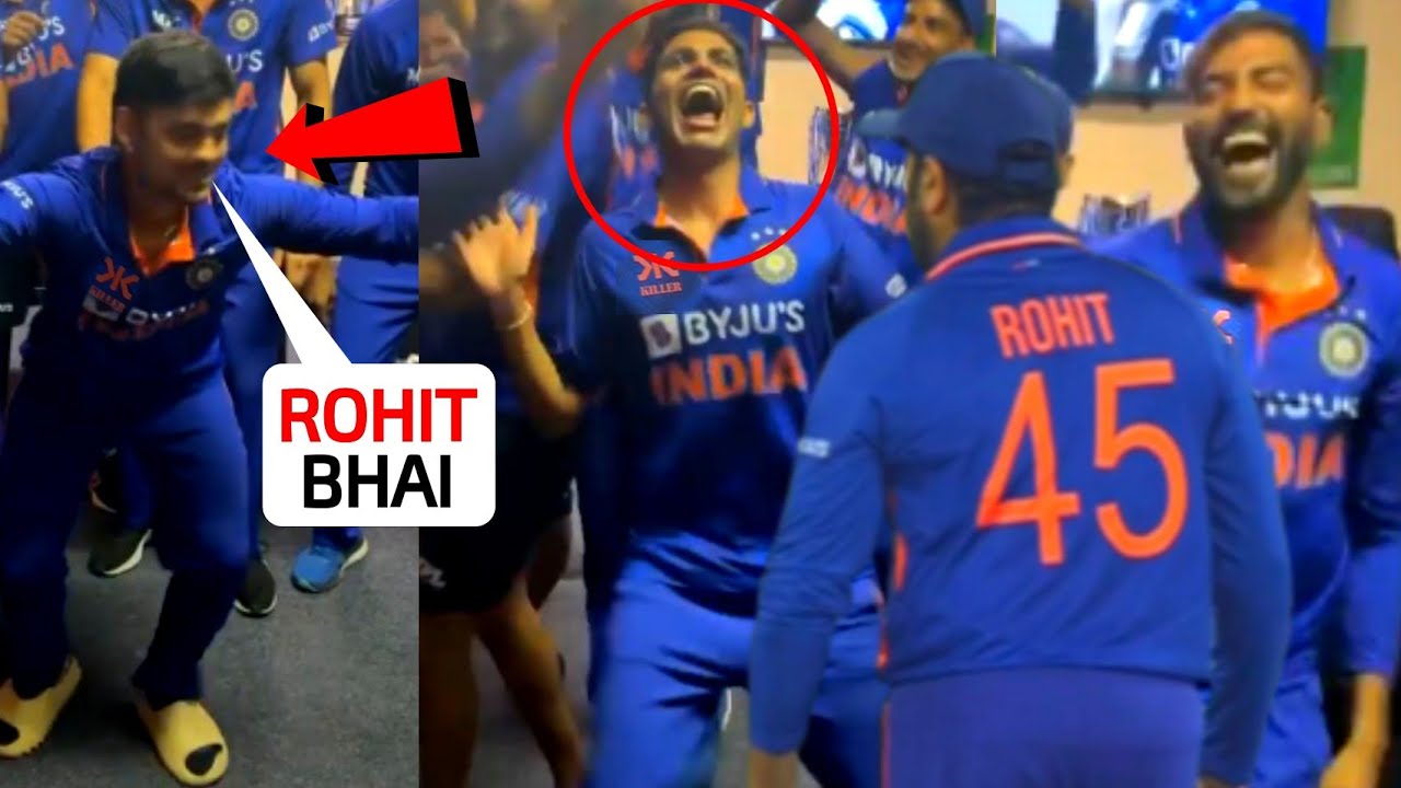 Shubman Gill, Ishan, Rohit Sharma, Siraj, Virat Kohli dancing in the ...