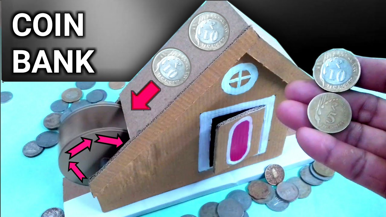 How to make cardboard box coin saving ll diy coin saving box - YouTube