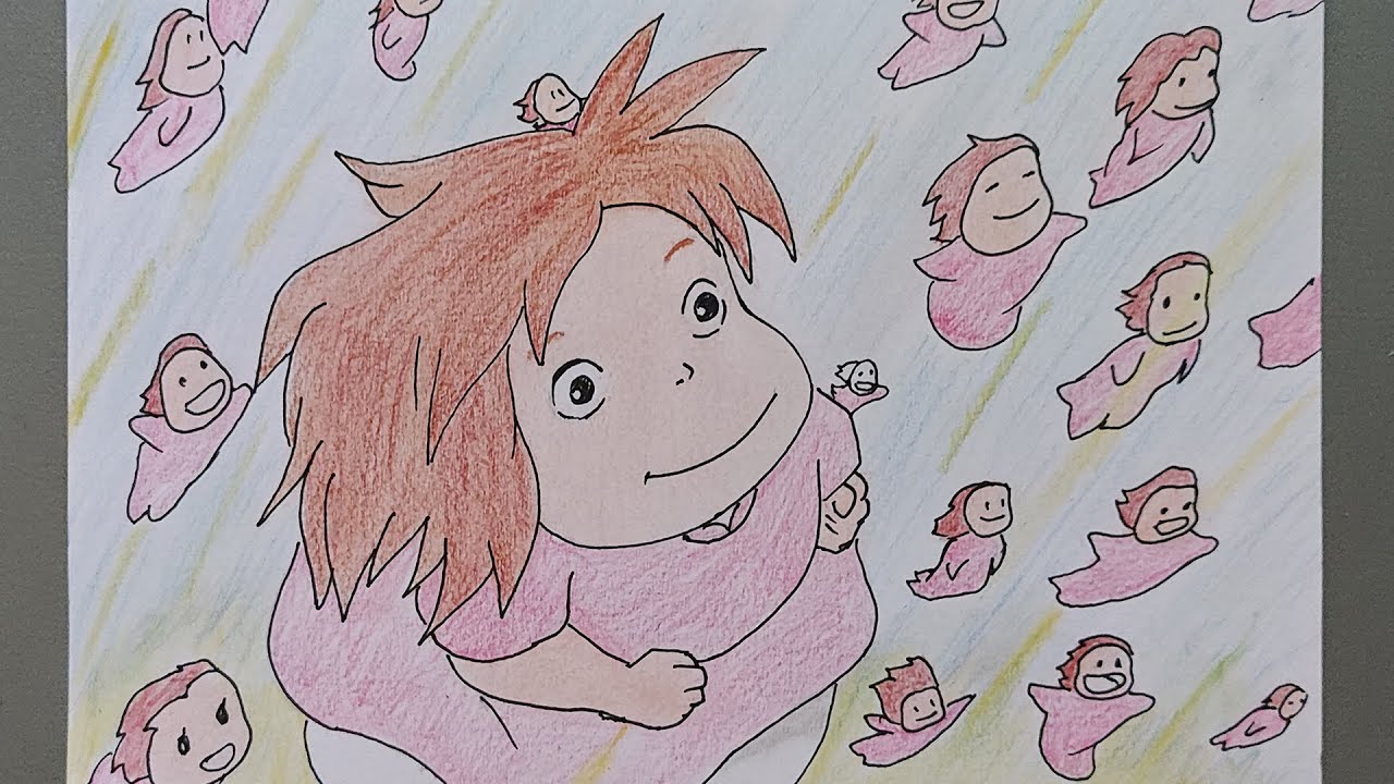 how to draw ponyo coloring - YouTube