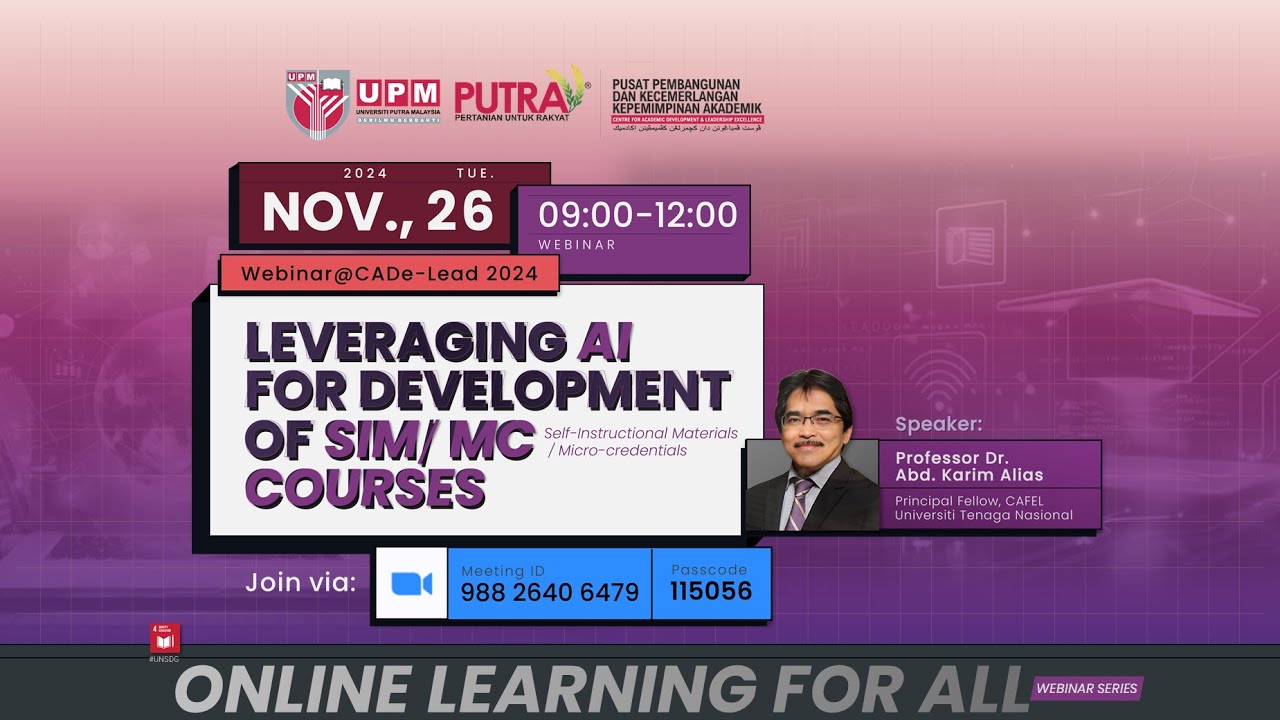 Webinar@CADe-Lead / Leveraging AI for Development of SIM/ MC Courses - YouTube