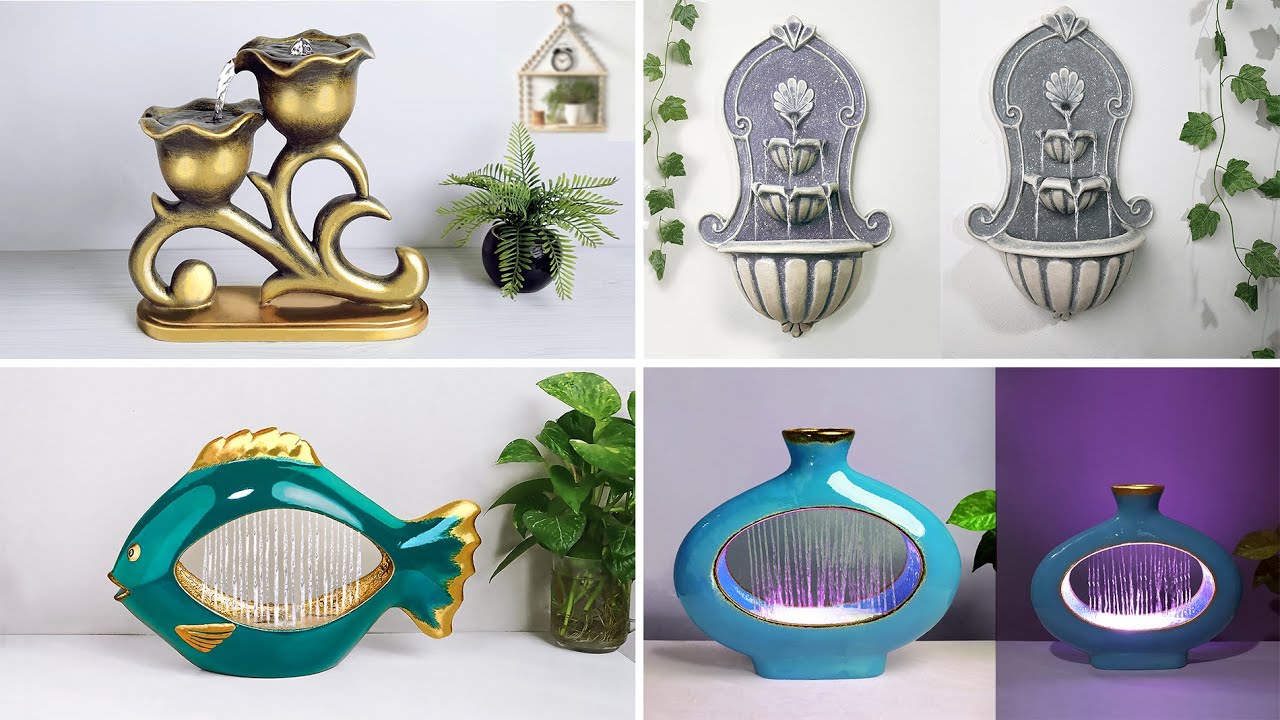 4 Stylish Waterfall making // Waterfall for home decoration // Fountain ...