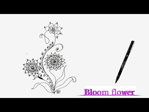 bloom flower easy drawing for step by step।how to draw a bloom flower ...