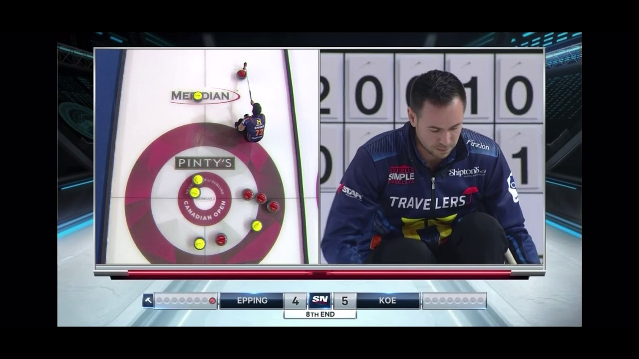 Amazing curling shot. John Epping angle runback double takeout for 2 ...