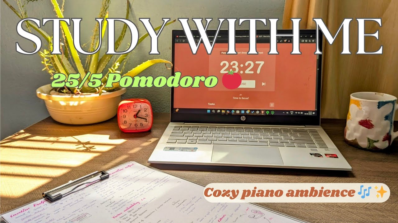 1 Hour study with me | cozy pomodoro session for deep focus | with ...