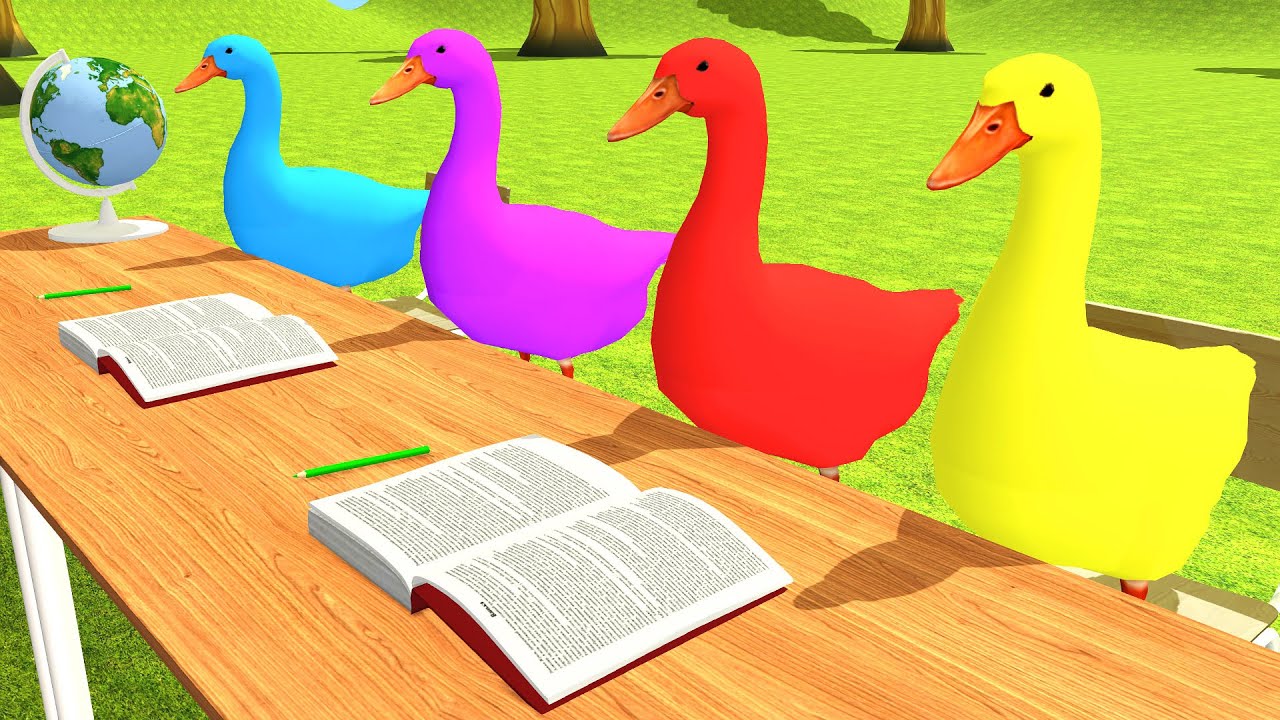 Cartoon duck goes to school, Gorilla became a teacher - YouTube