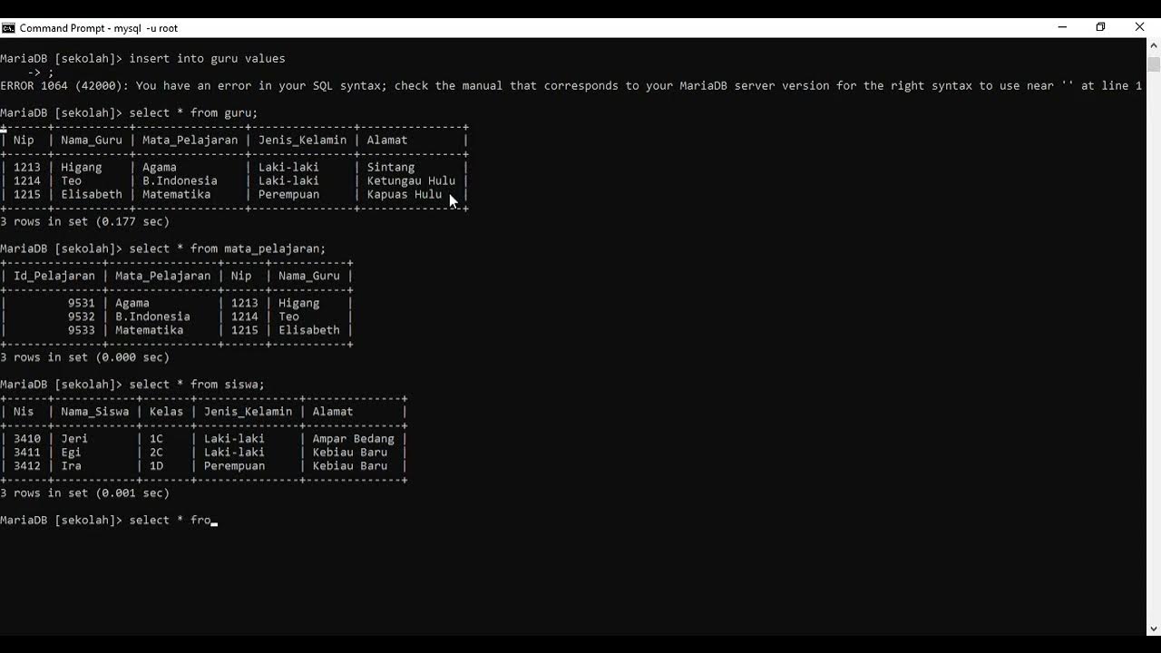 Tugas Project Aplikasi Basis Data Database Sekolah - YouTube