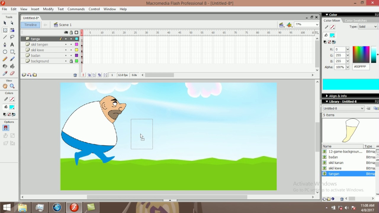 tutorial animation 2d (fat man walking) - macflash 8 - YouTube